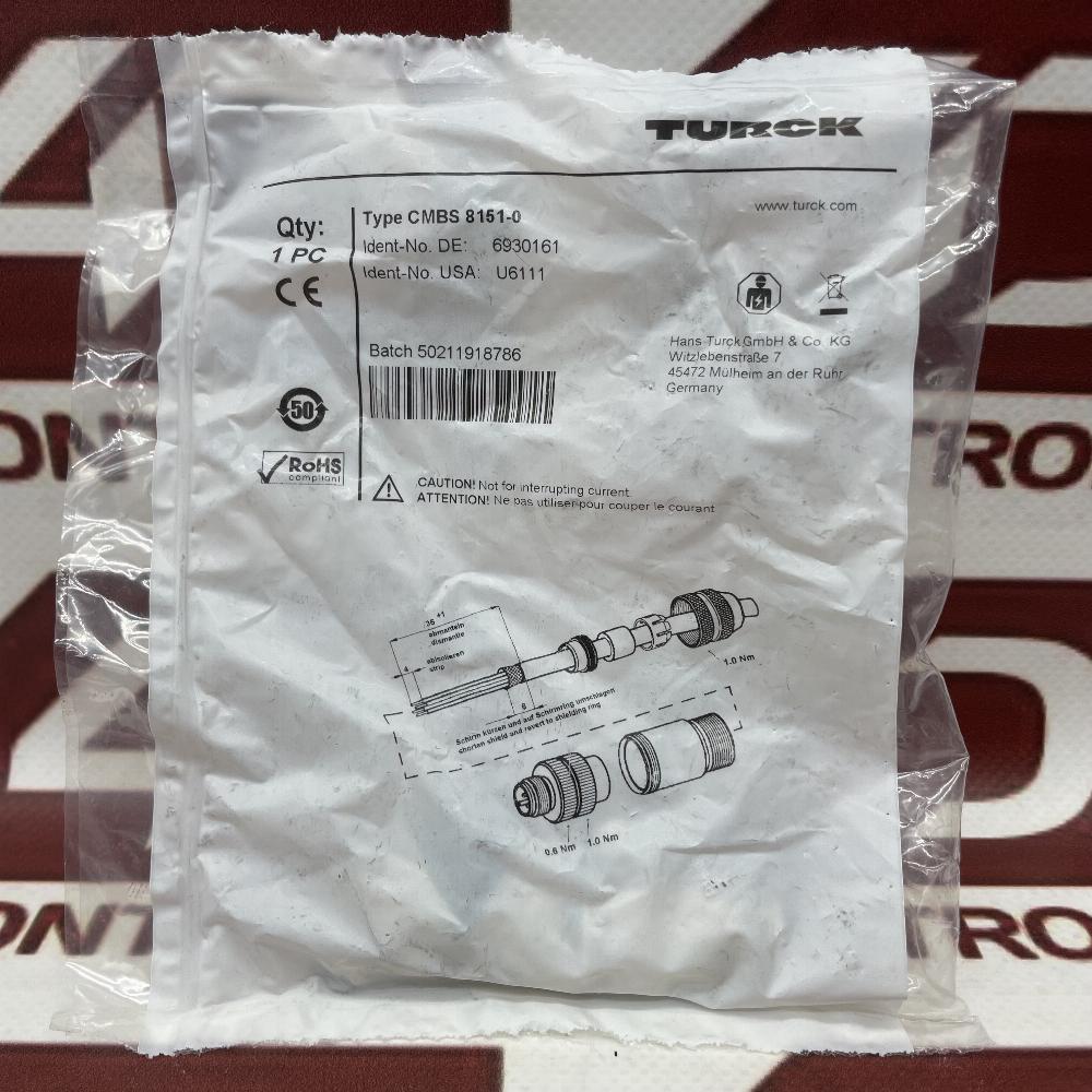 CMBS 8151-0 | Turck | Connector, M12 Eurofast, Straight Male