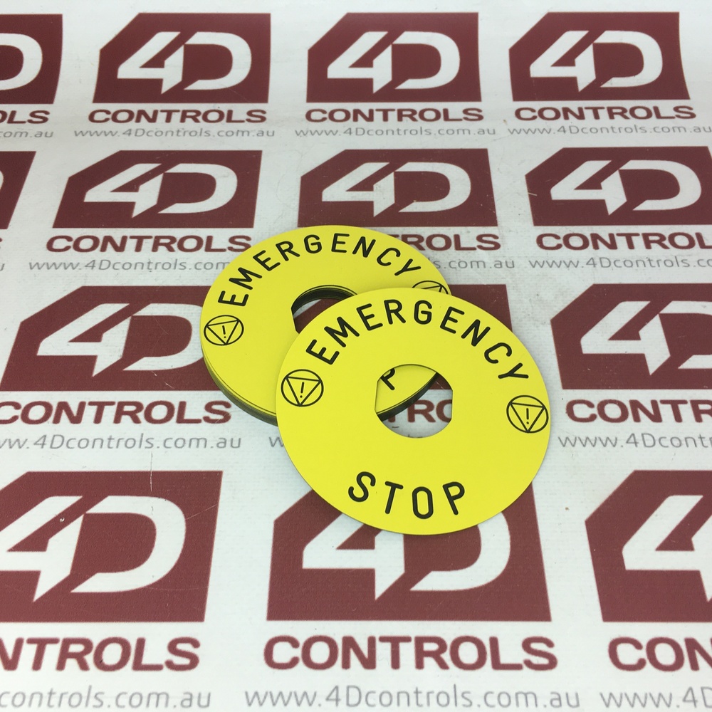 ZBY8330 | Telemecanique | Legend Plate Emergency Stop Plastic Yellow