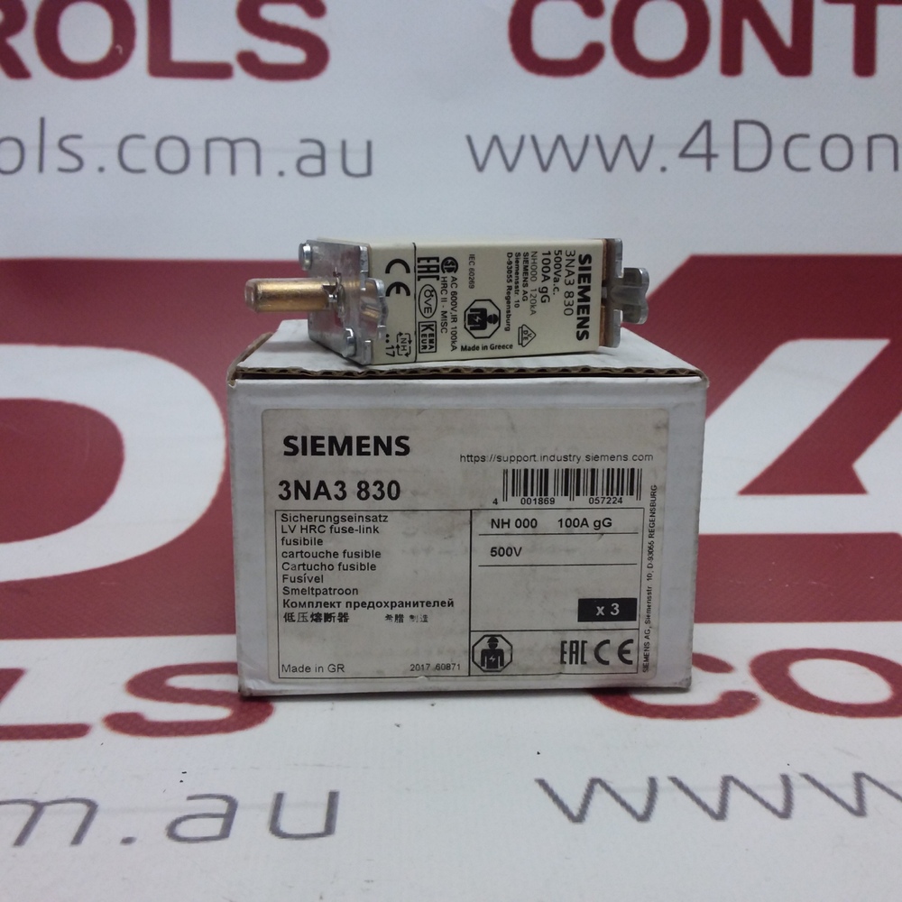3NA3 830 | Siemens | Fuse Link 100A 500VAC 250VDC 25kA 6.95W
