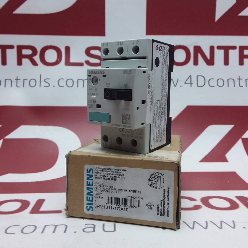 3RV1011-1GA10 | Siemens | Circuit Breaker 4.5A to 6.3A 690VAC 3 Pole