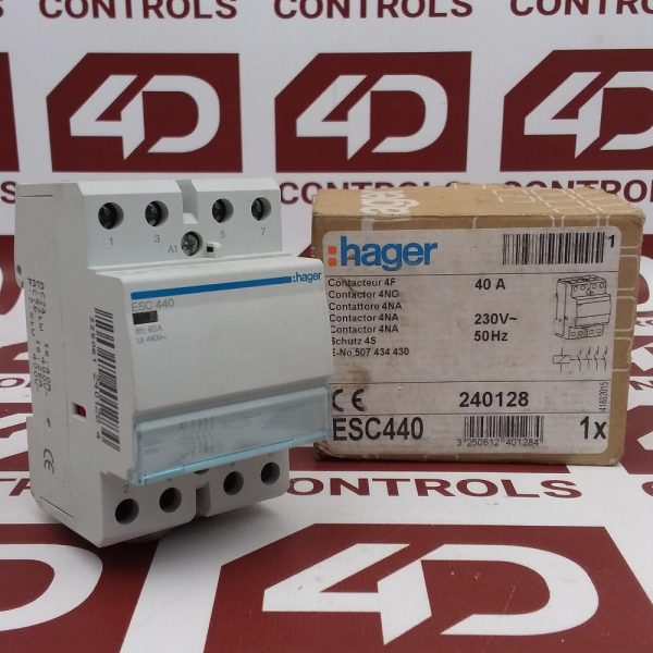 ESC440 | Hager | Contactor, 4 Pole, 400V, 40A, 50Hz, 4 N.O.