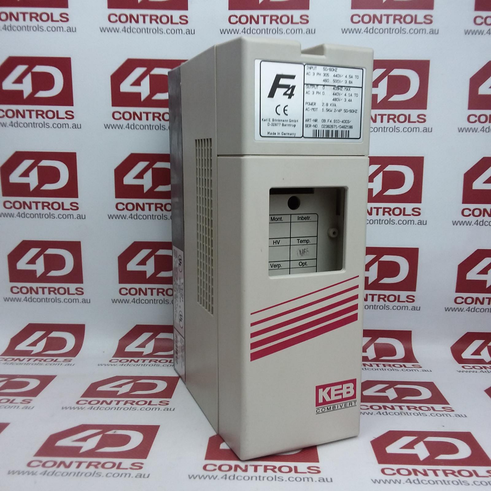 09.F4.S1D-4003 | KEB | AC Drive, 3 Phase, 1.5KW, 4.5A, 305-440V