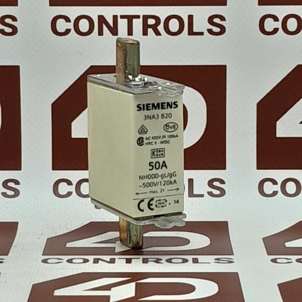 3NA3 820 | Siemens | Fuse Link 50A 500VAC 250VDC 120KA 3.8W