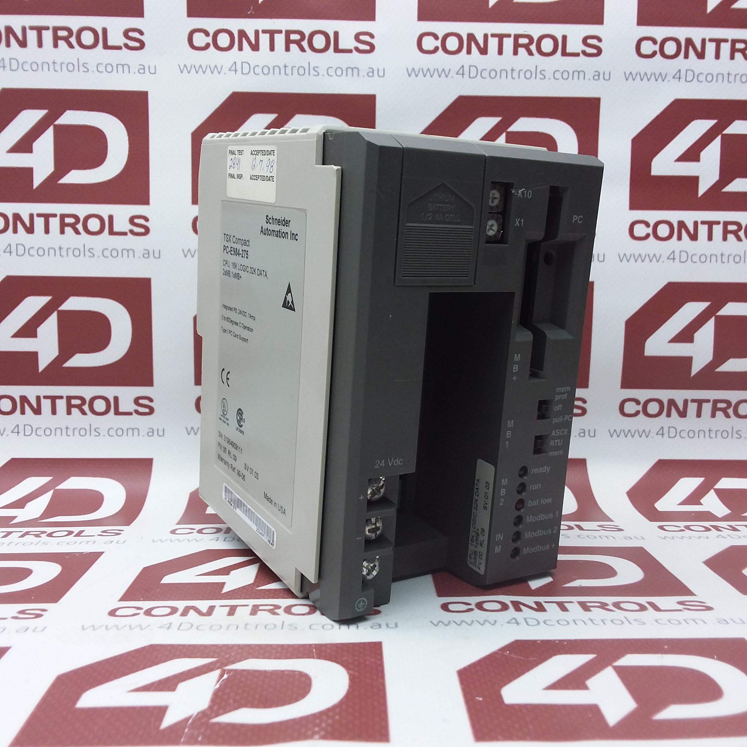 PC-E984-275 | Modicon | CPU Module, 1A, 24VDC, 512KB Memory